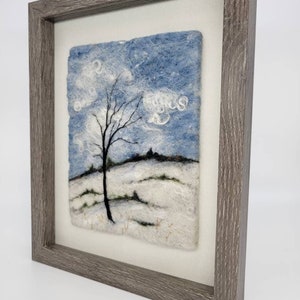 Felt Art, Snow, Needle Felted, Wool Art, Wool Painting, Tree, in 8.75 X ...