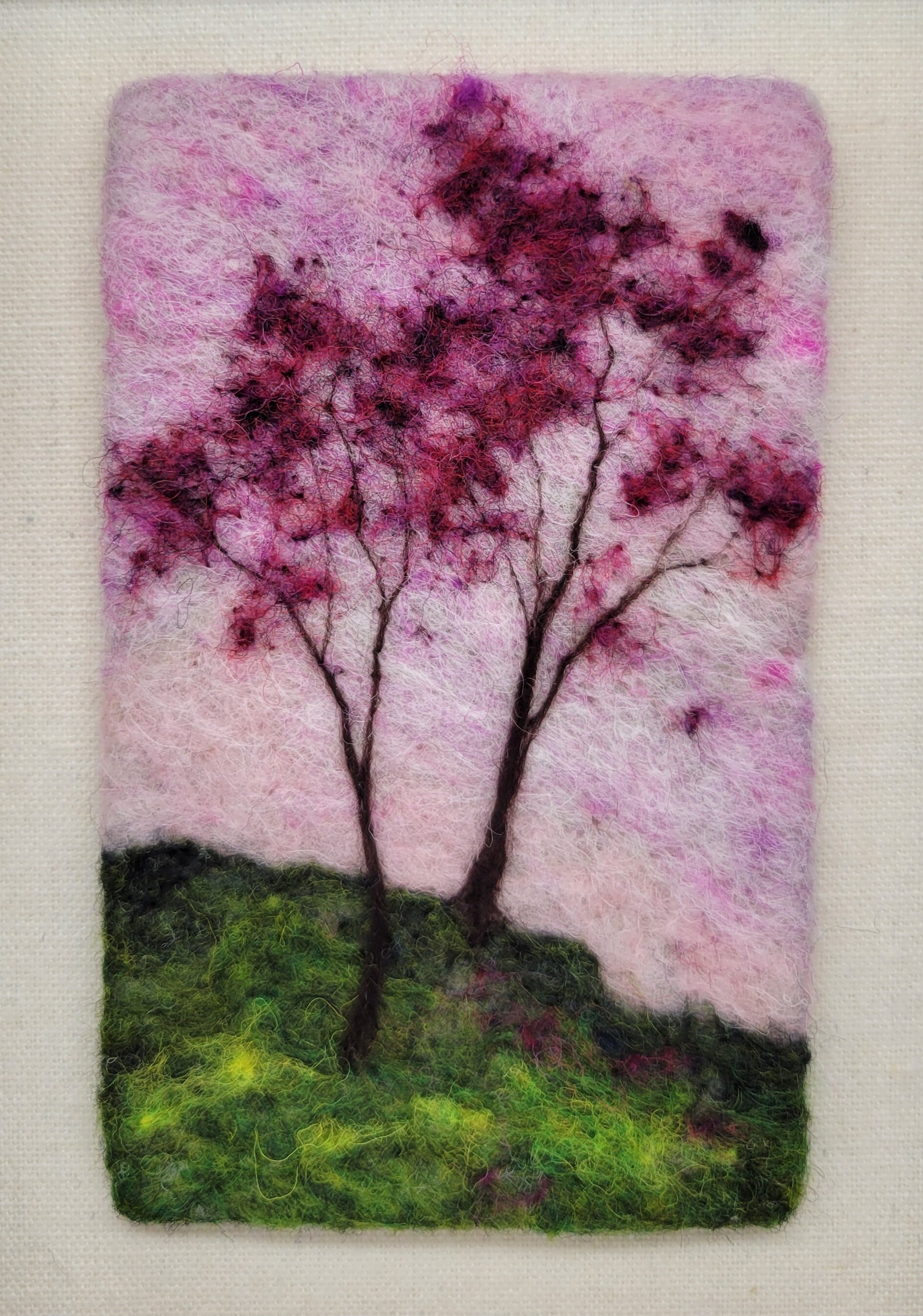 Felt Art Landscape With Trees, Wool Needle Felt Painting, in 6x8 Frame ...
