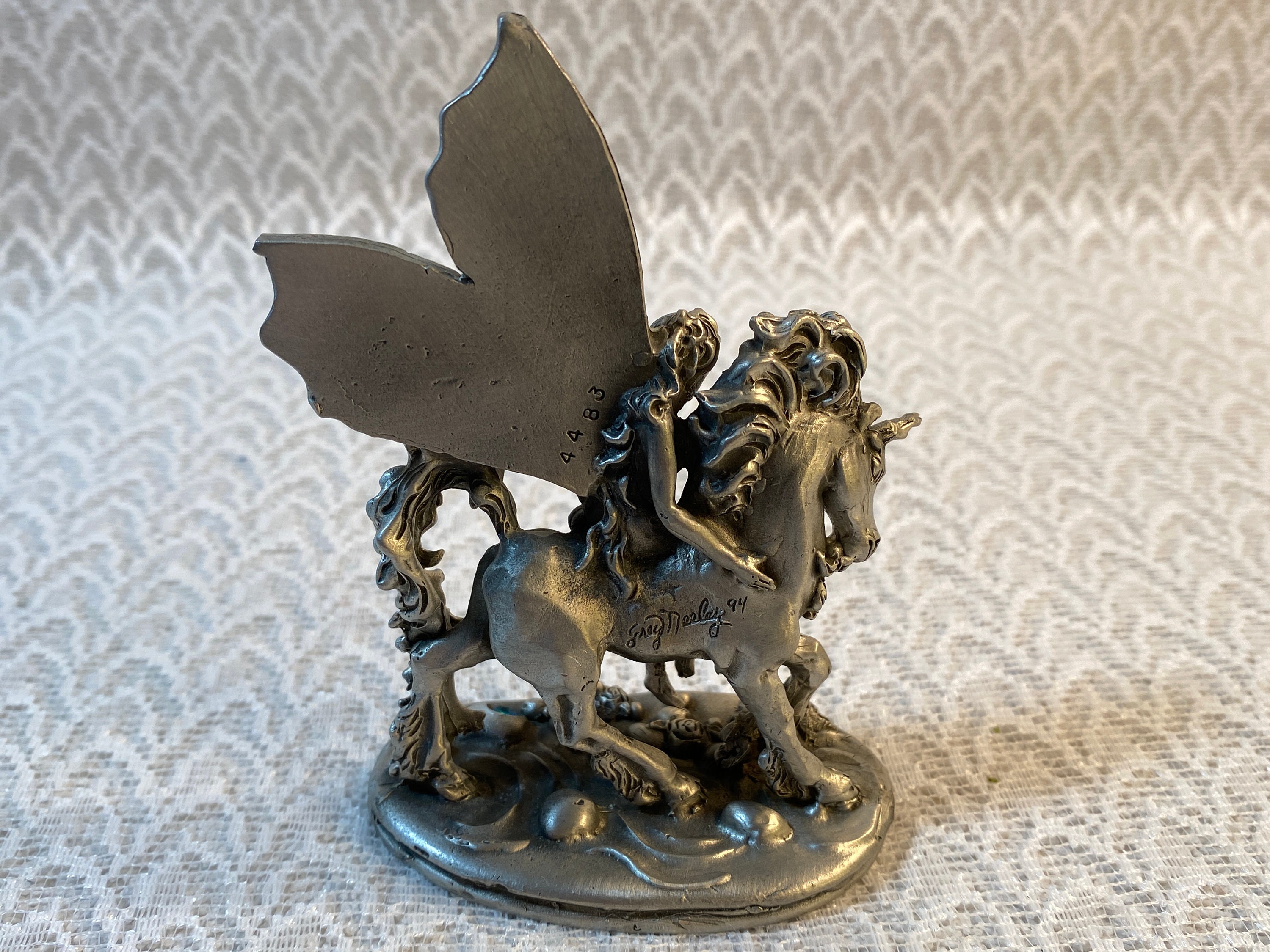 Vintage Comstock Pewter Majestic Unicorn and Fairy Signed by Greg ...