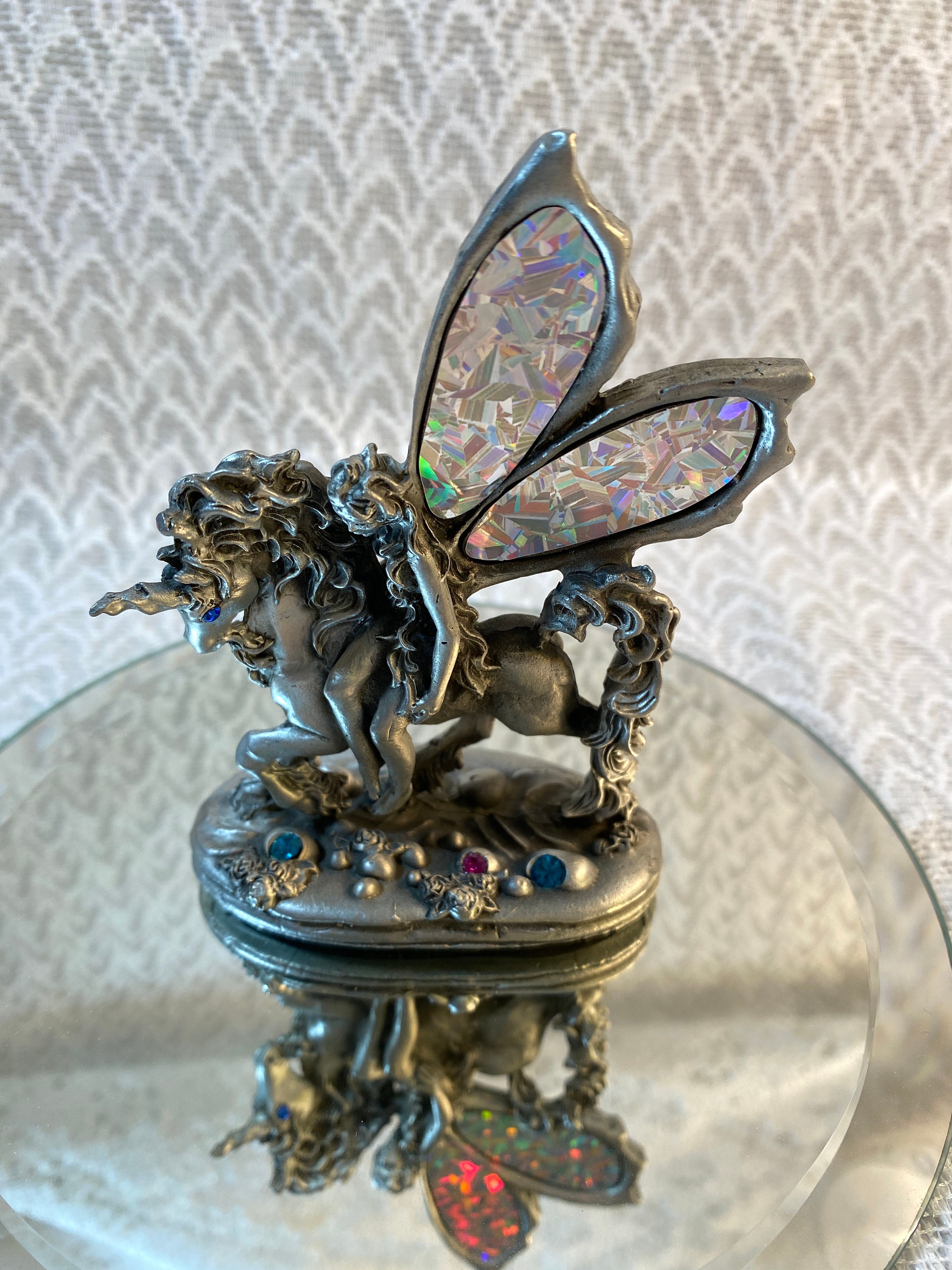 Vintage Comstock Pewter Majestic Unicorn and Fairy Signed by Greg ...