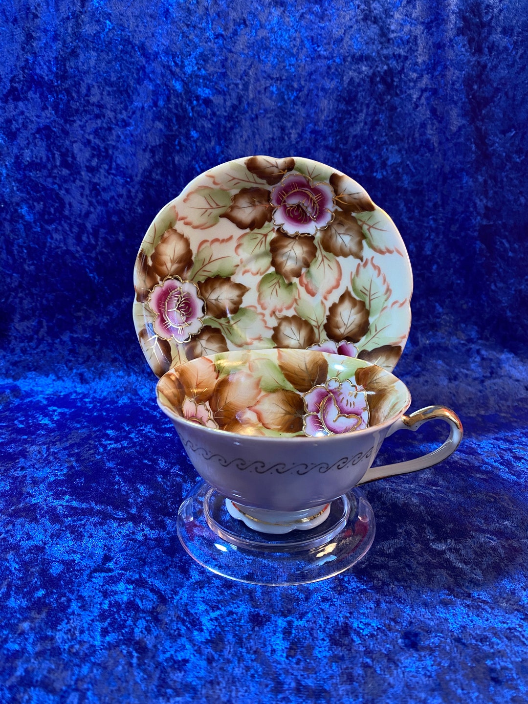 Vintage Shafford Hand Painted Floral Tea Cup and Saucer Set. - Etsy