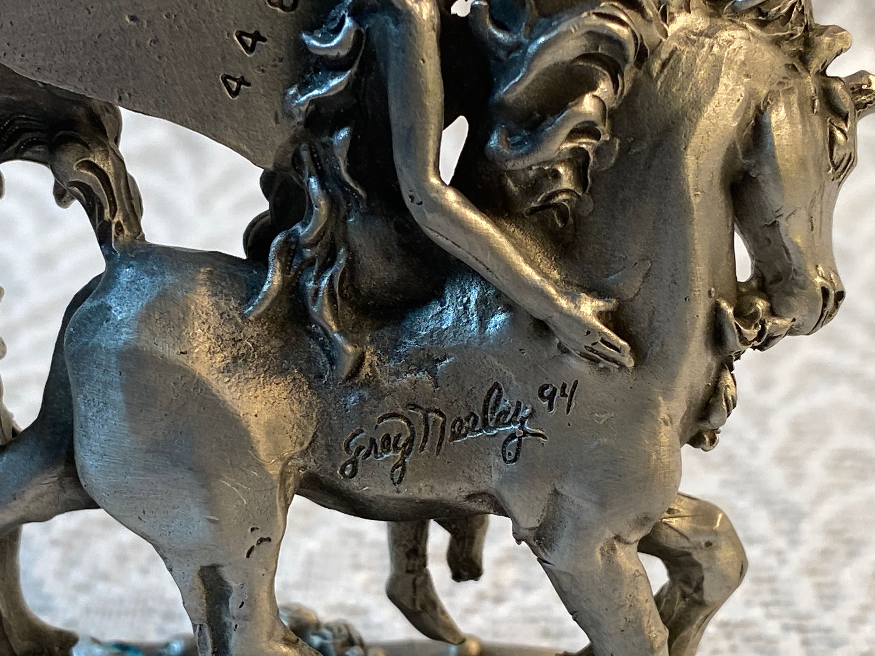Vintage Comstock Pewter Majestic Unicorn and Fairy Signed by Greg ...