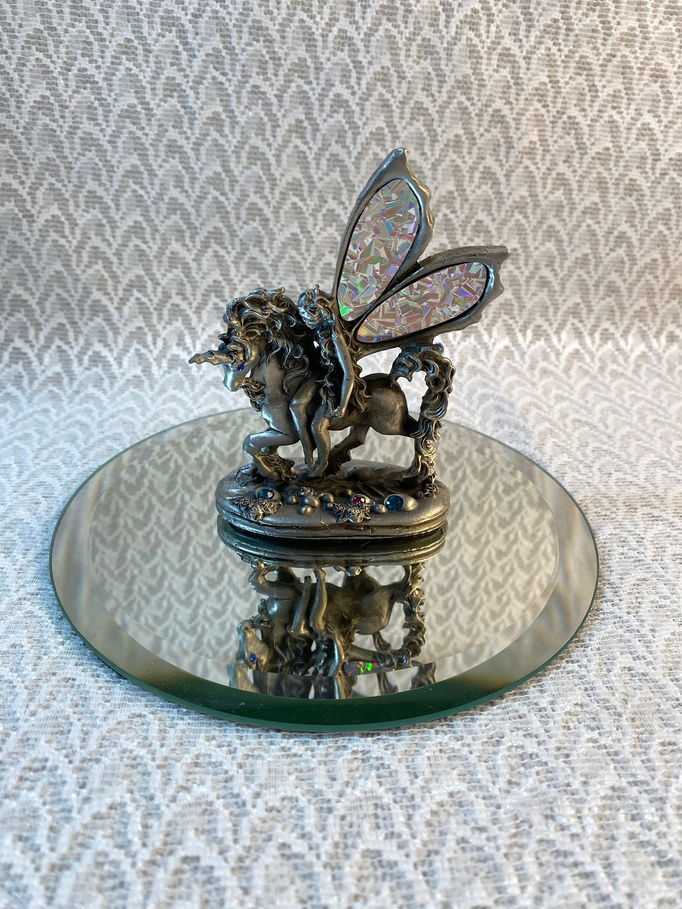 Vintage Comstock Pewter Majestic Unicorn and Fairy Signed by Greg ...