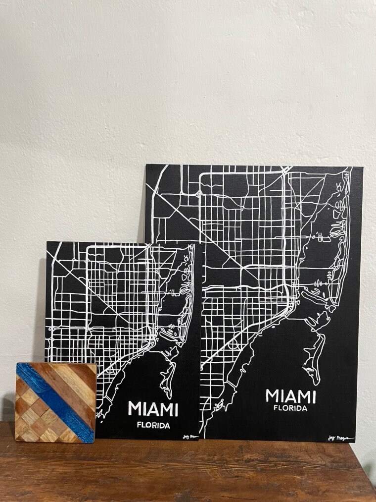 Custom Hand Painted City/town Maps, Great Art Gift/hometown Map/college ...