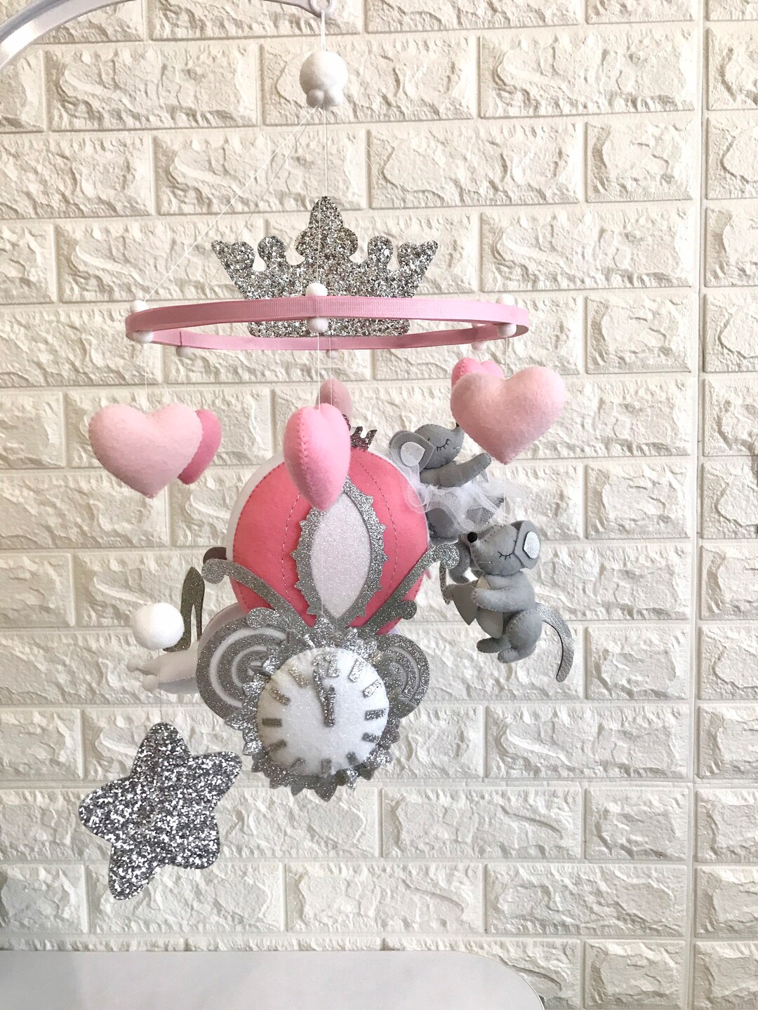 Princess Cinderella Pink Baby Mobile Girl. Nursery Decor. Baby Shower ...