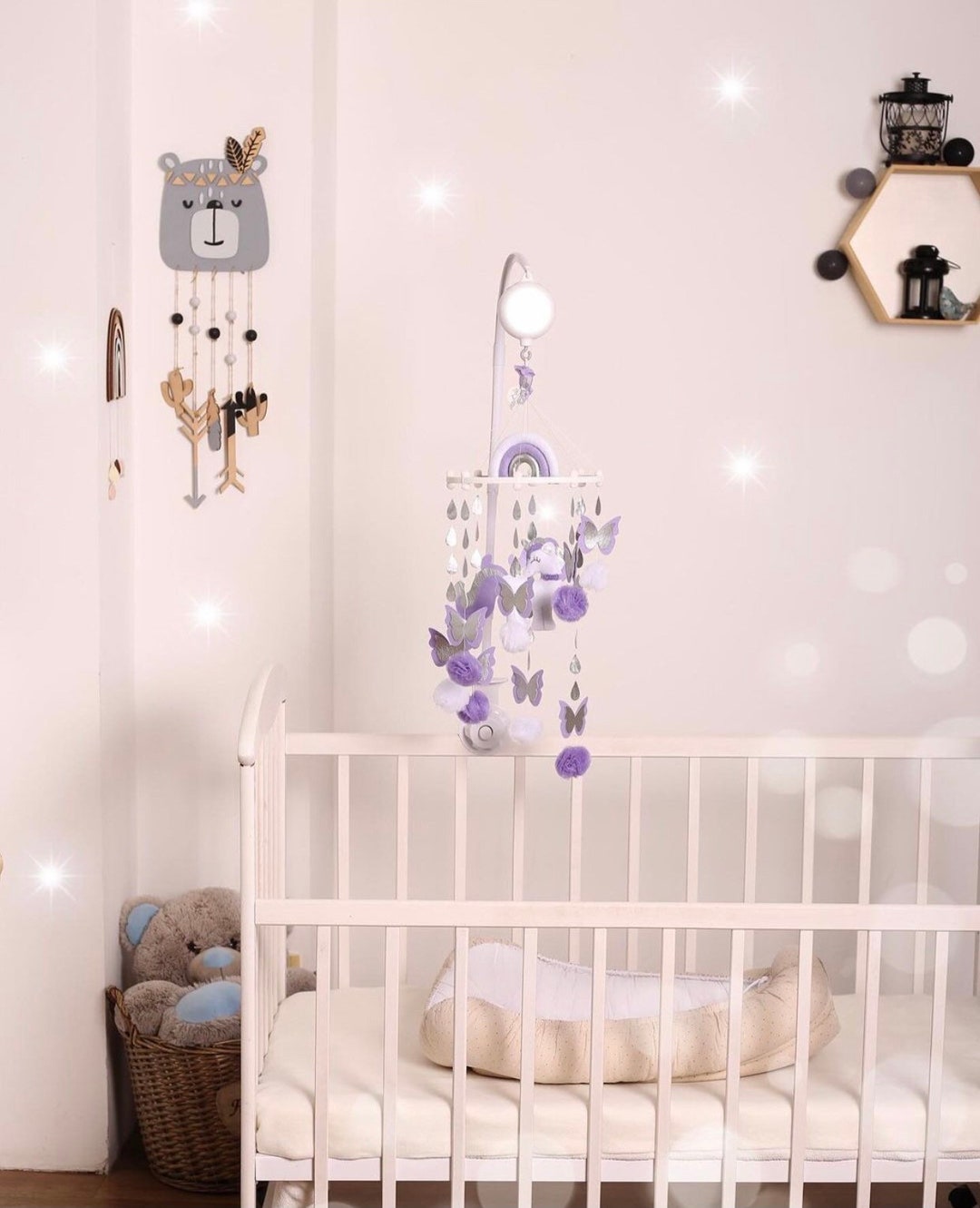 Baby Mobile Unicorns Horse. Butterflies Baby Mobile. Lavender Purple ...