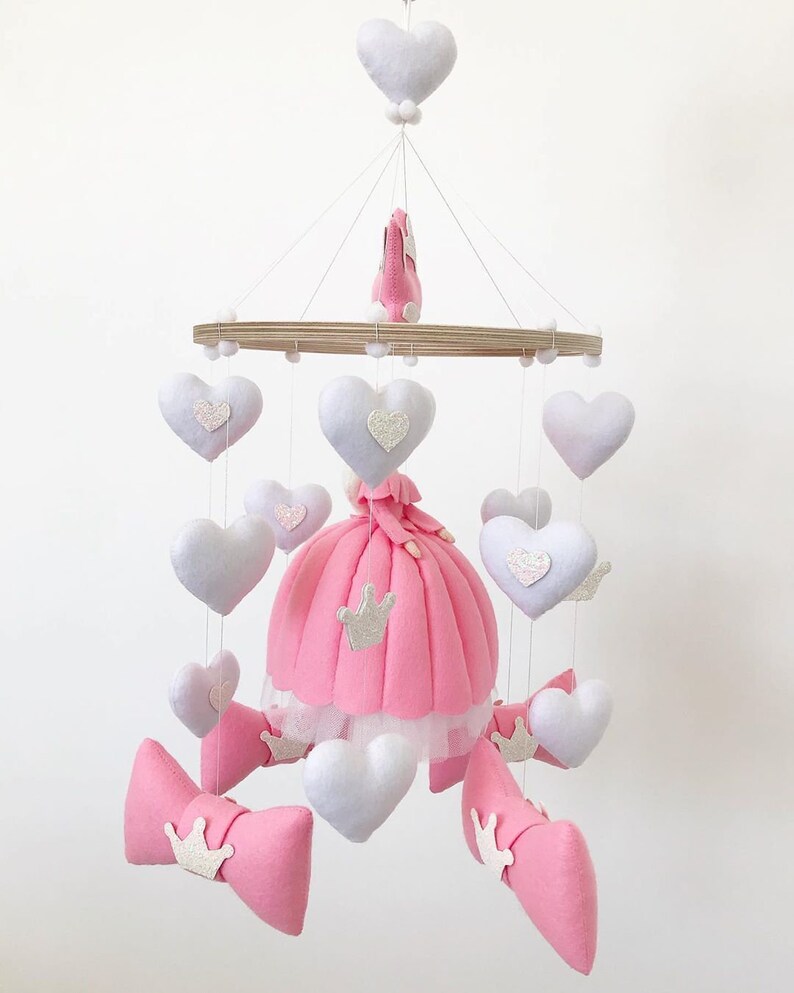 Mobile Nursery Girl Decor. Baby Mobile Princess Cinderella Barbi Pink ...