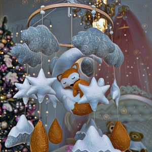 Fox Baby Mobile for Boys or Girl Fox Moon and Stars. Animals Baby ...