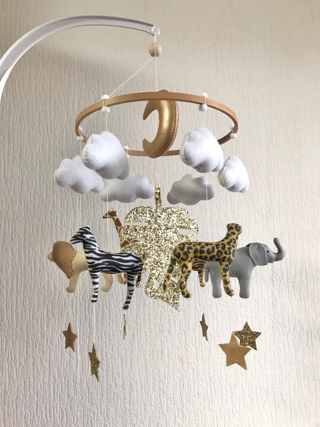 Safari Baby Mobile - Animals Mobile - Giraffe, Zebra, Lion, Elephant ...