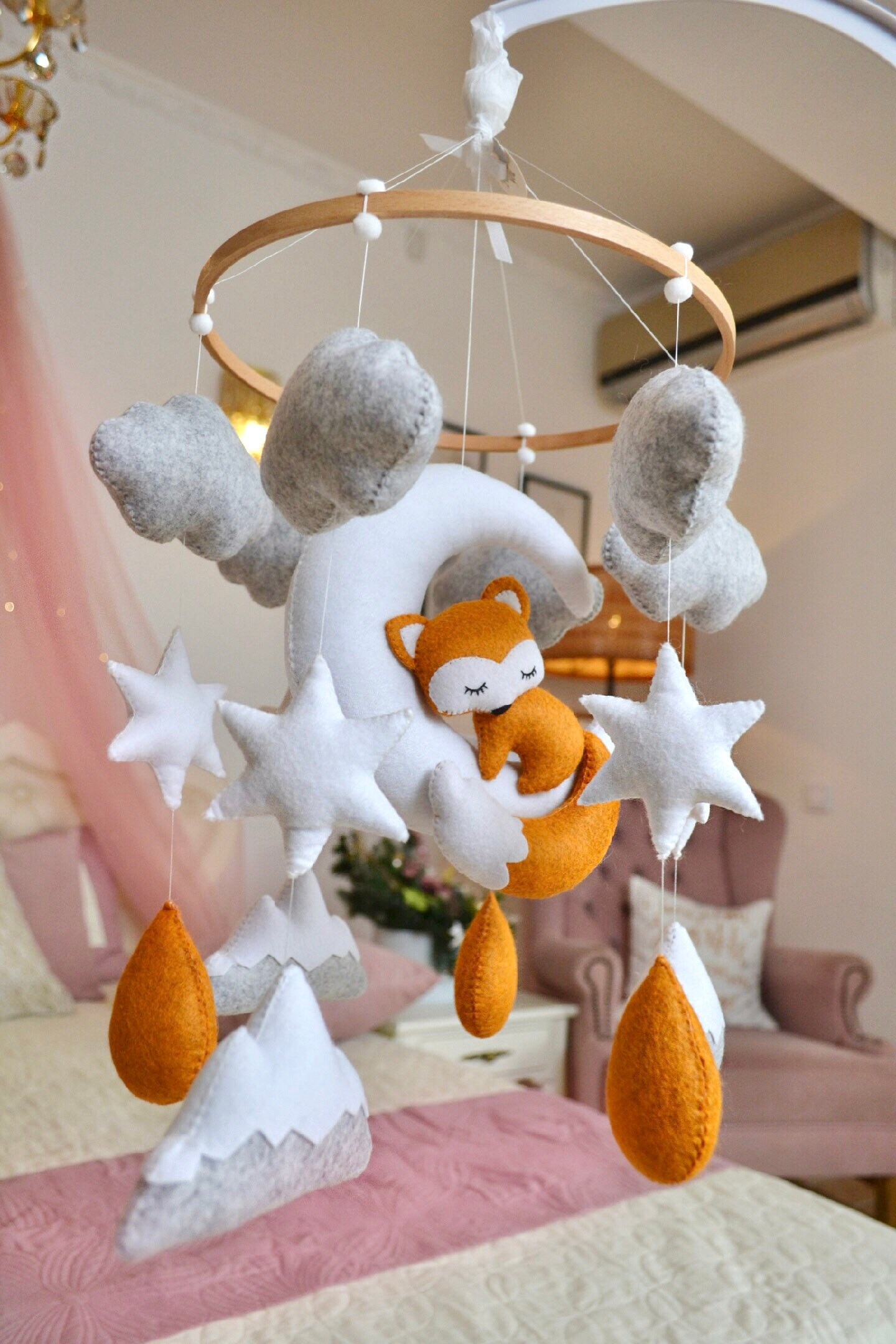 Fox Baby Mobile for Boys or Girl Fox Moon and Stars. Animals Baby ...