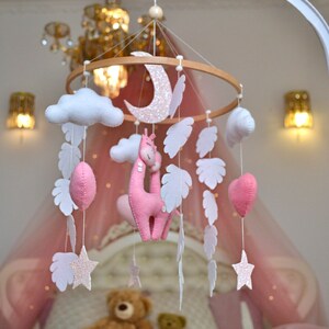 Pink Giraffe Safari Baby Mobile for Girl. Baby Shower Gift. Felt ...