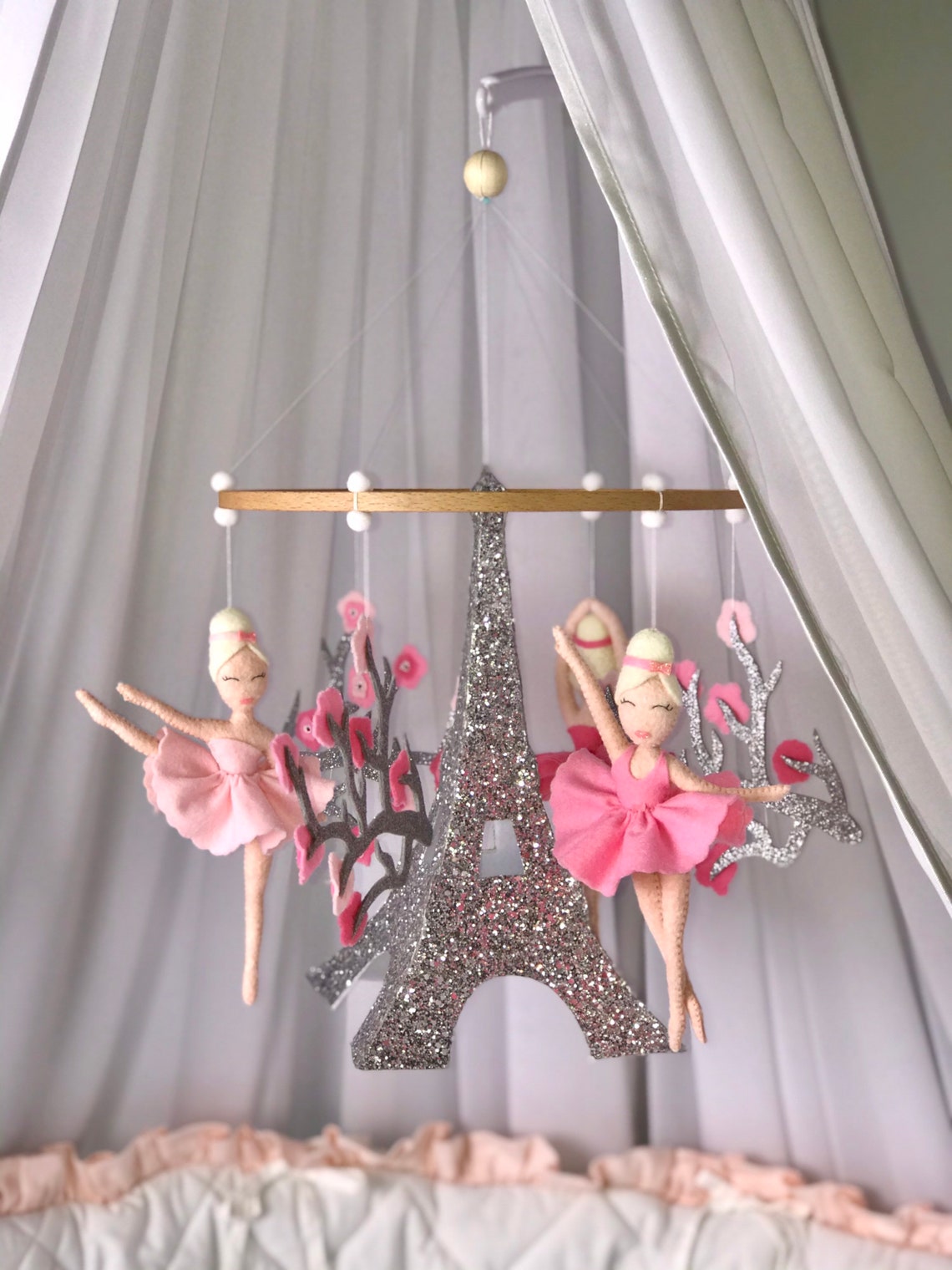 Ballerina Baby Mobile for Girl Flowers Mobile Crib Mobile | Etsy