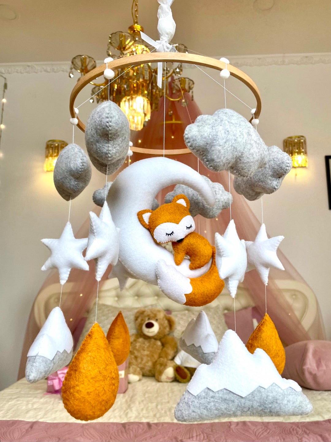 Fox Baby Mobile for Boys or Girl Fox Moon and Stars. Animals Baby ...