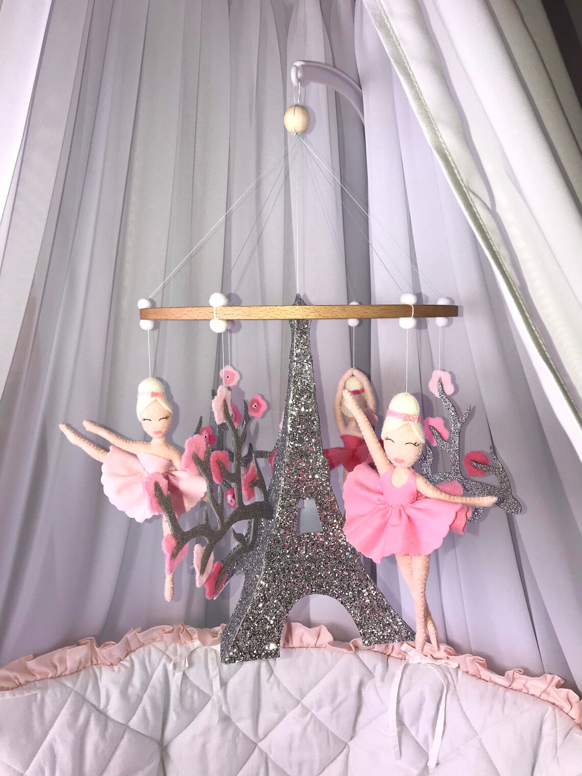Ballerina Baby Mobile for Girl Flowers Mobile Crib Mobile | Etsy