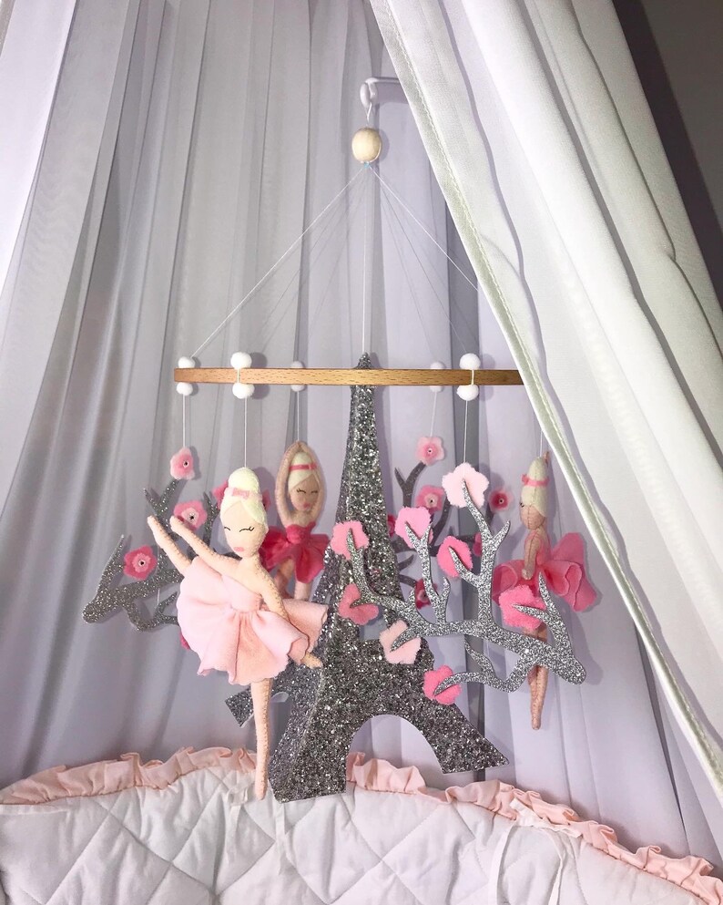 Ballerina Baby Mobile for Girl - Flowers Pink Mobile - Girl Dancer ...