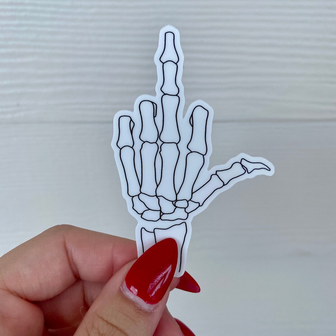 Skeleton Middle Finger Sticker | Halloween Sticker - Etsy