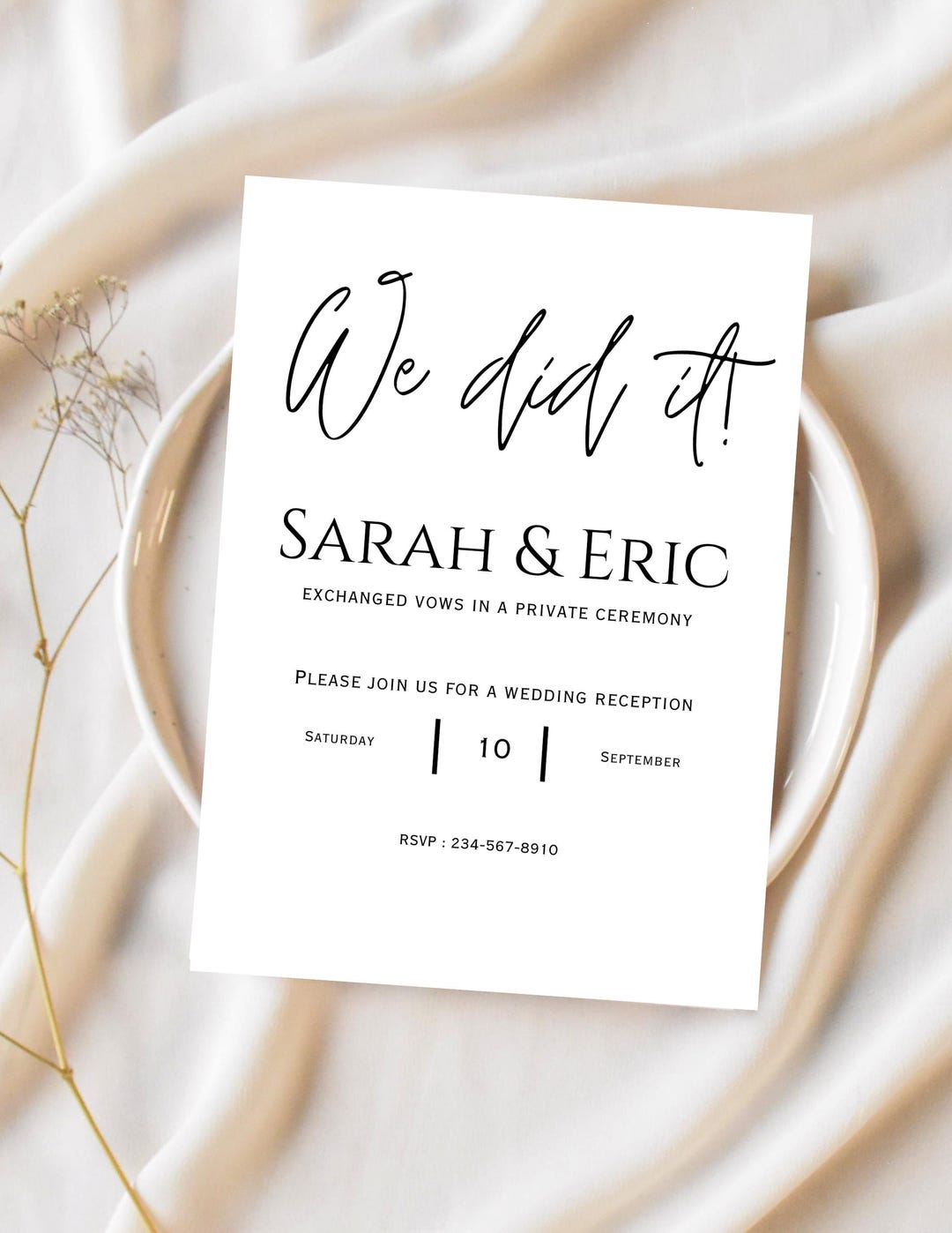 Post-elopement Reception Invitation: Elegant After-wedding Party ...