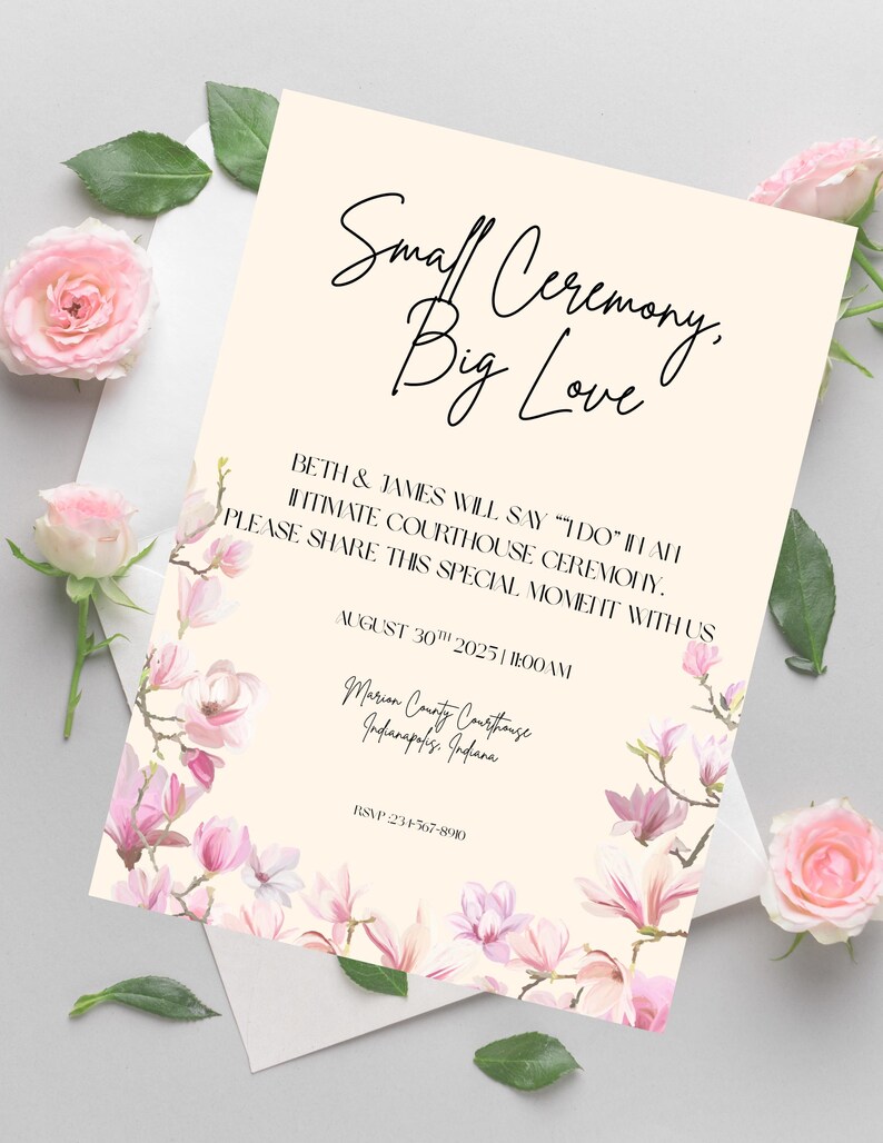 Courthouse Wedding Invitation | Civil Ceremony Wedding Invite ...