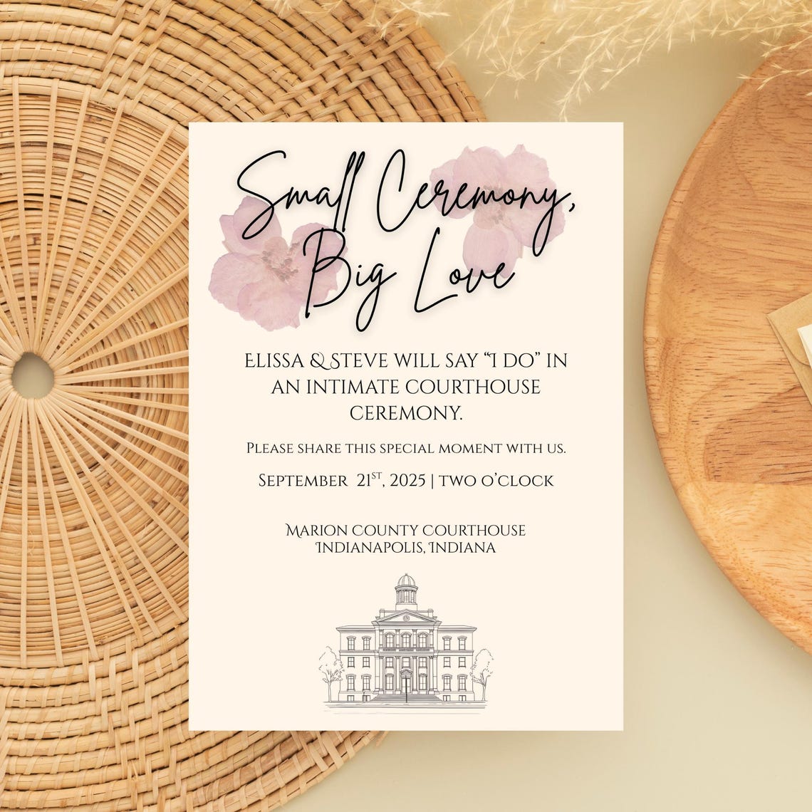 Courthouse Wedding Invitation: Minimalist Editable Template (instant ...