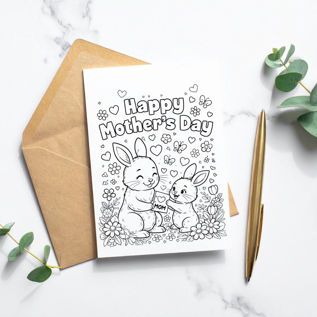 Mother's Day Coloring Card for Kids | Printable Mother's Day Card | DIY ...