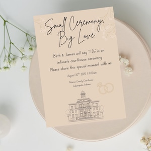 Courthouse Wedding Invitation | Civil Ceremony Wedding Invite ...
