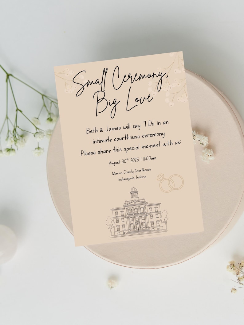 Courthouse Wedding Invitation | Civil Ceremony Wedding Invite ...