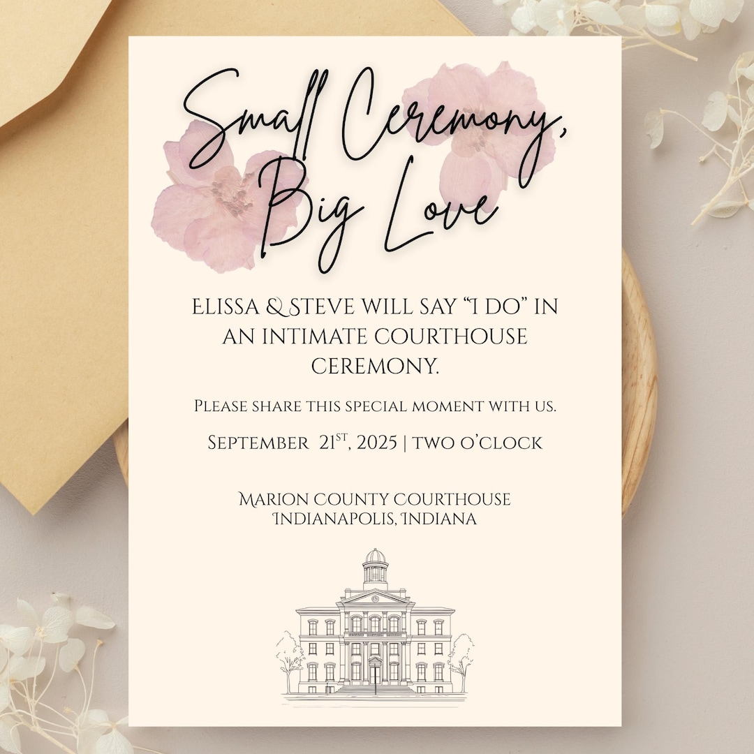 Courthouse Wedding Invitation: Minimalist Editable Template (instant ...