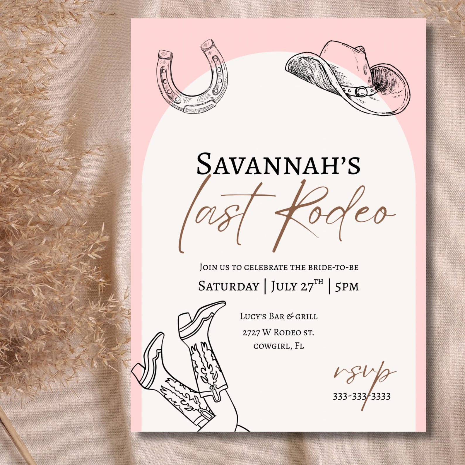 Last Rodeo Bachelorette Party Invitation | Editable Western Cowgirl ...