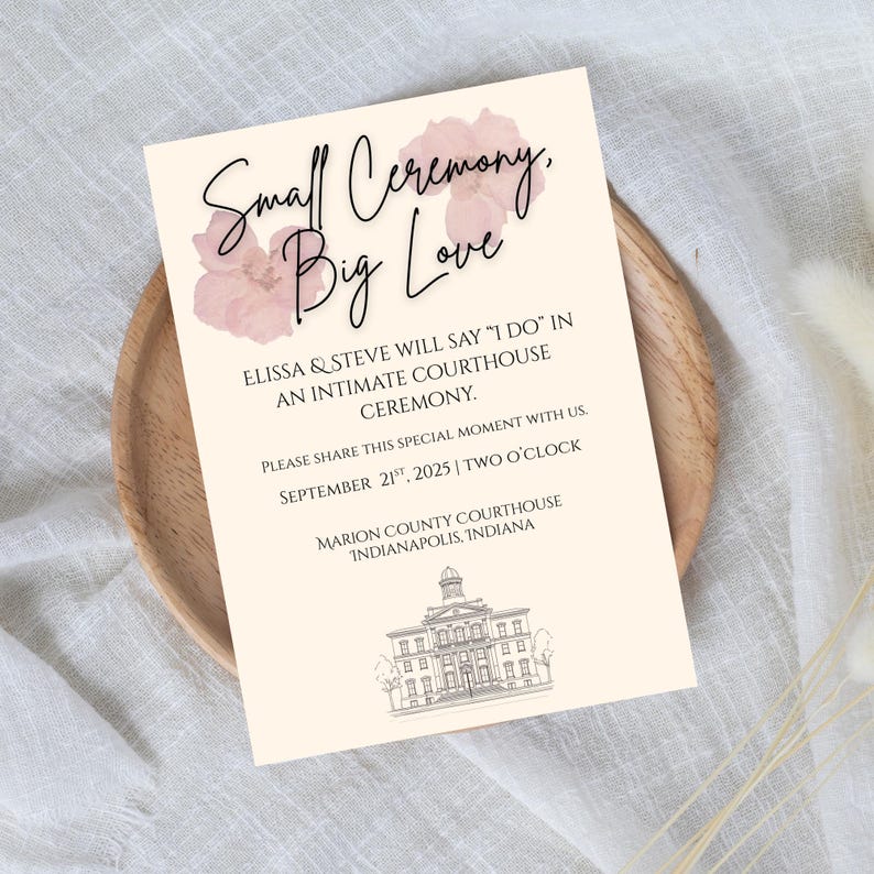 Courthouse Wedding Invitation: Minimalist Editable Template (instant ...