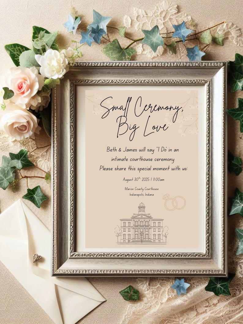 Courthouse Wedding Invitation | Civil Ceremony Wedding Invite ...