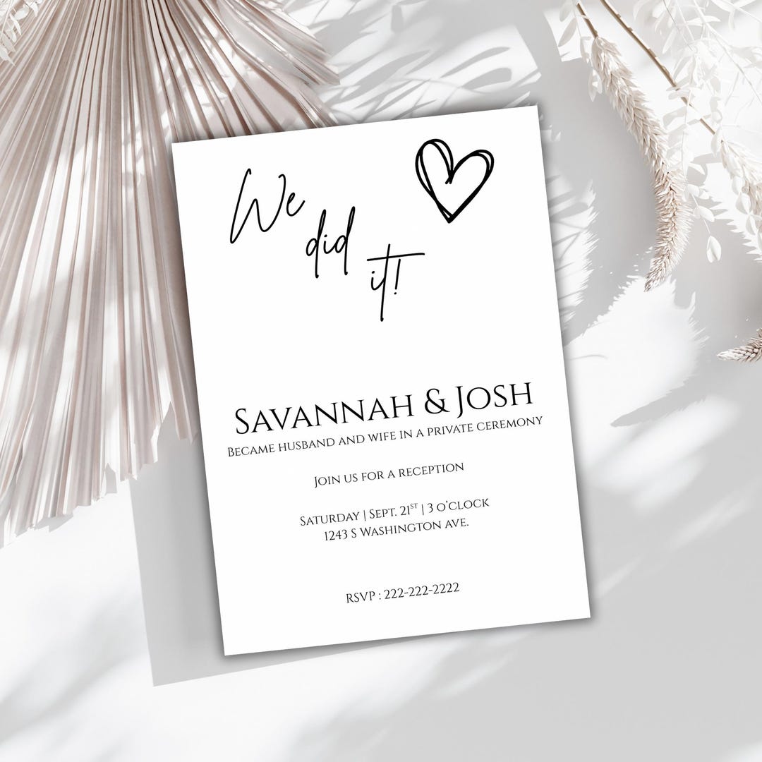 Reception Only Invitation | Post-elopement Wedding Reception Invite ...