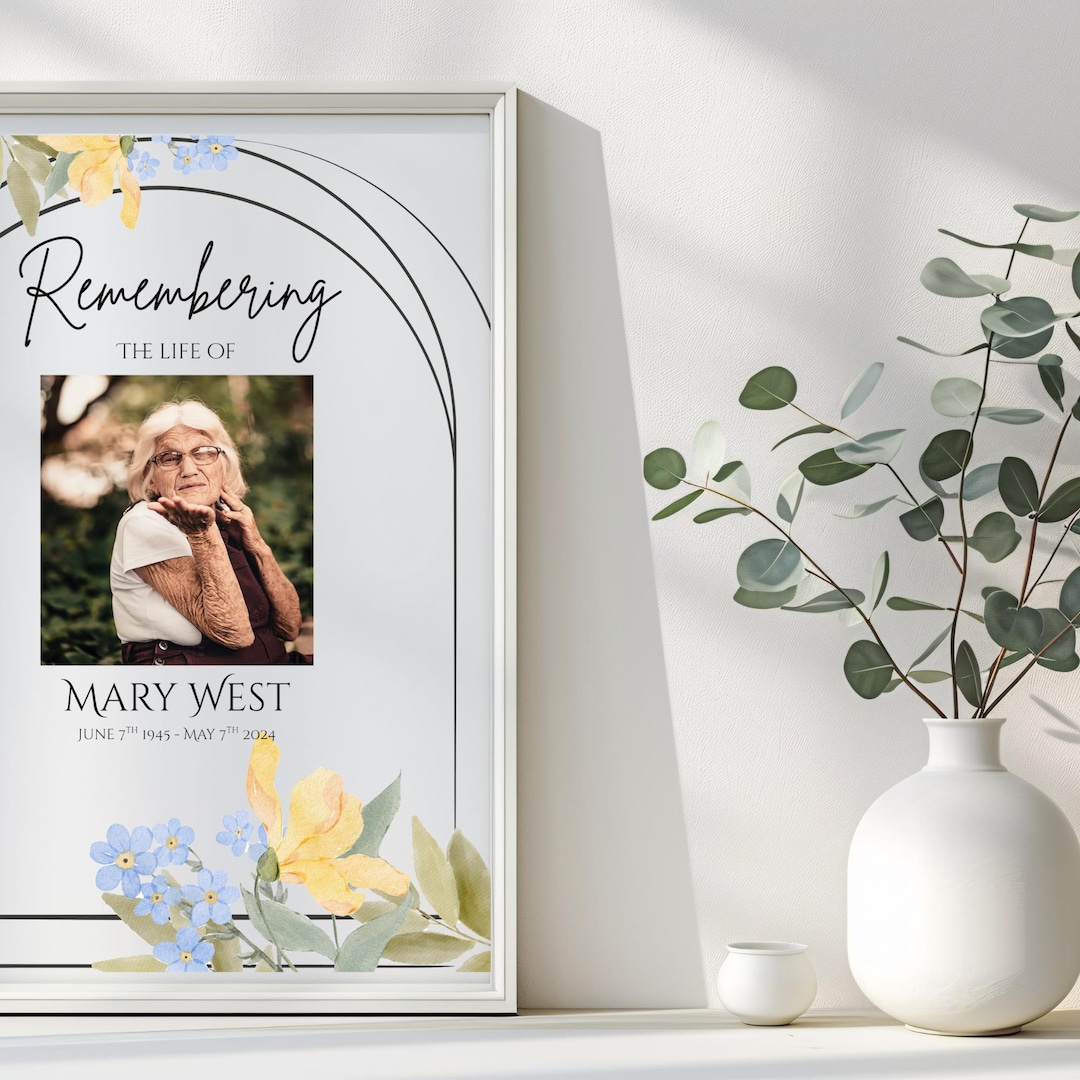 Memorial Service Sign: Remembering the Life, 18x24 Printable (digital ...