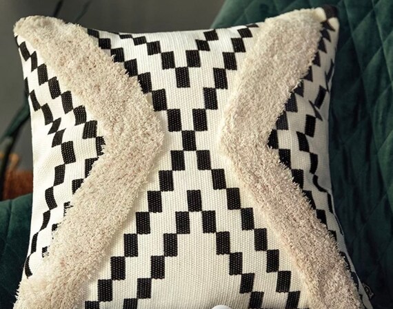 Scandi Cushion Black and White Geometric Cushion Monochrome | Etsy