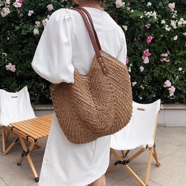 Straw Shoulder Bag - Etsy UK