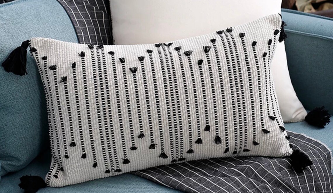 Scandi Cushion Black and White Geometric Cushion Monochrome | Etsy UK