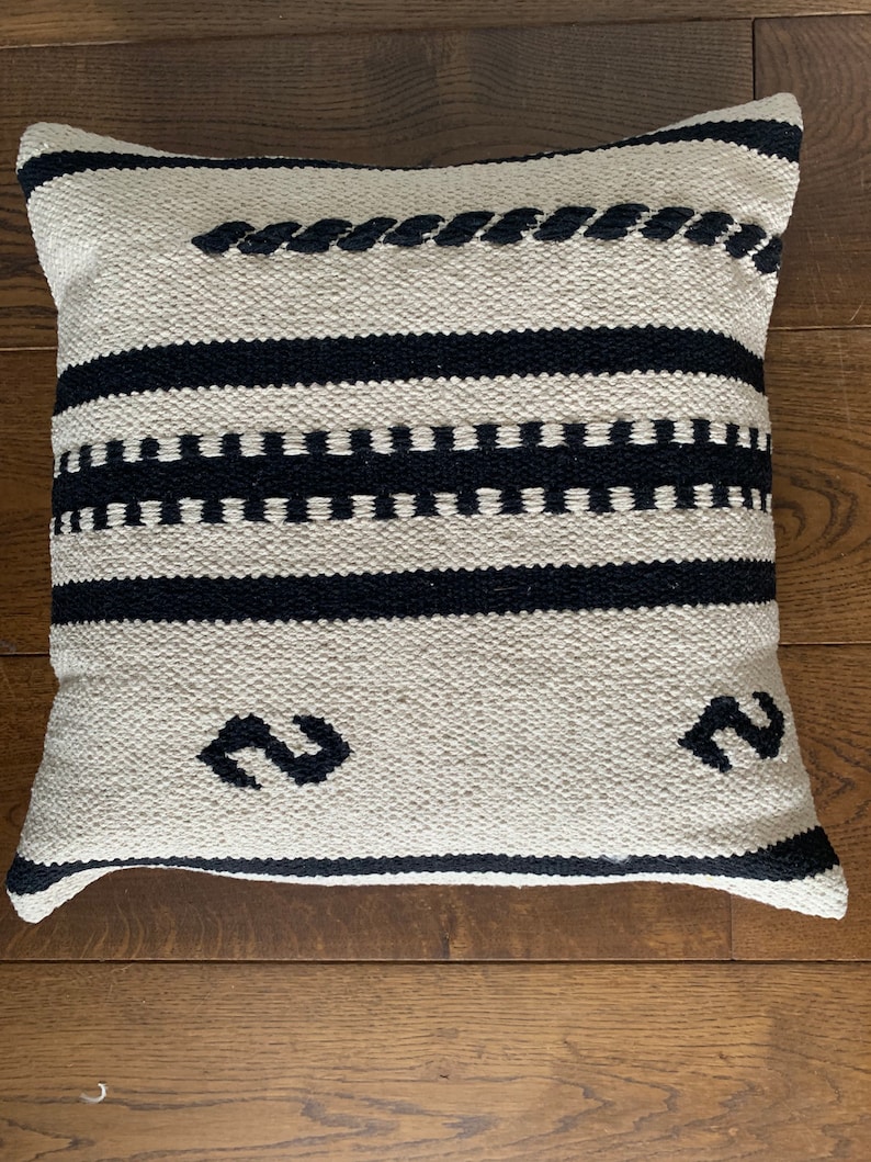 Scandi Cushion Black and White Cushion Ethnic Cushion Kilm | Etsy
