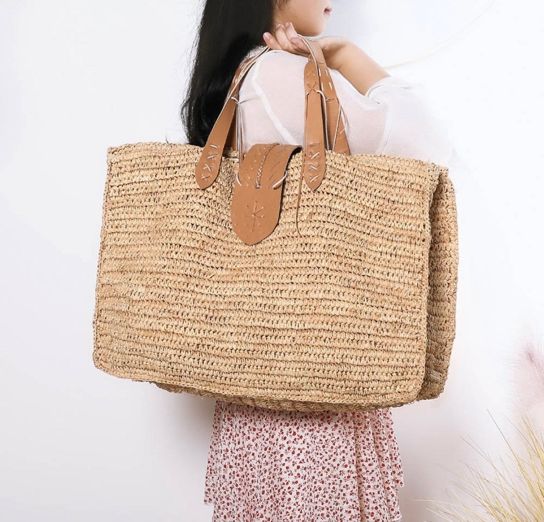 Large Straw Beach Bag Oversize Bag Large Straw Totelarge - Etsy