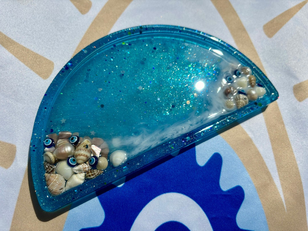 Seashell Resin Trinket Tray – Ocean Decor With Evil Eye - Etsy