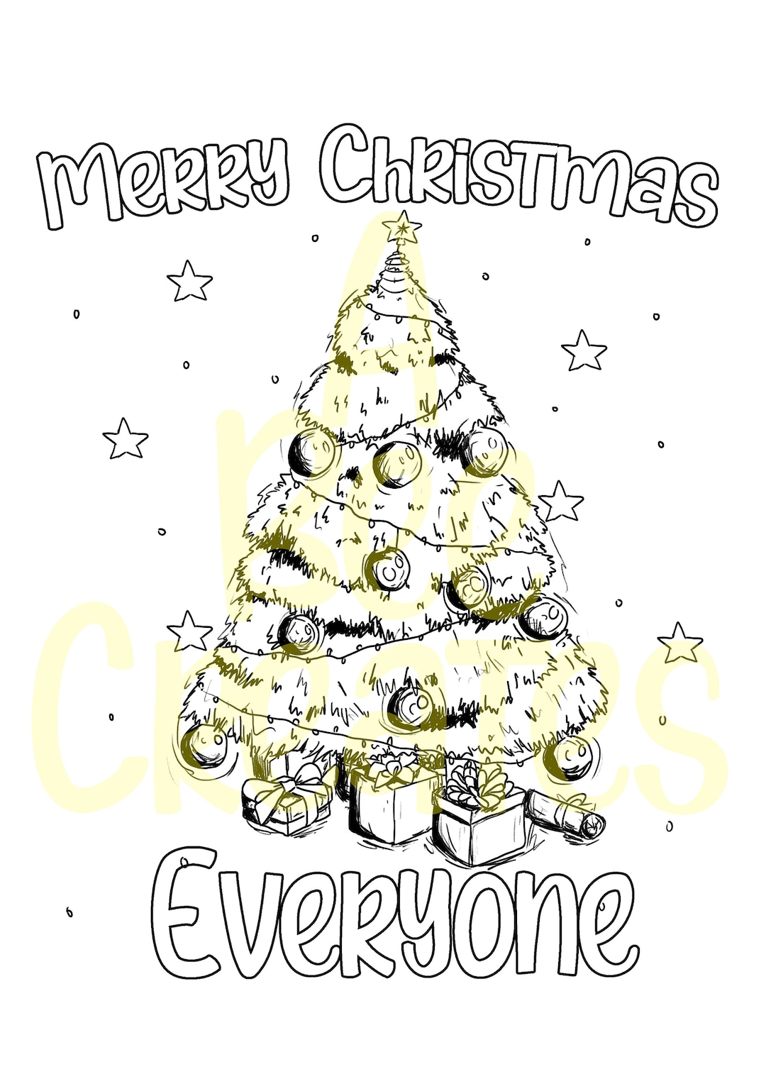 Colouring in Page Christmas Colouring in Merry Christmas Everyone A4 ...