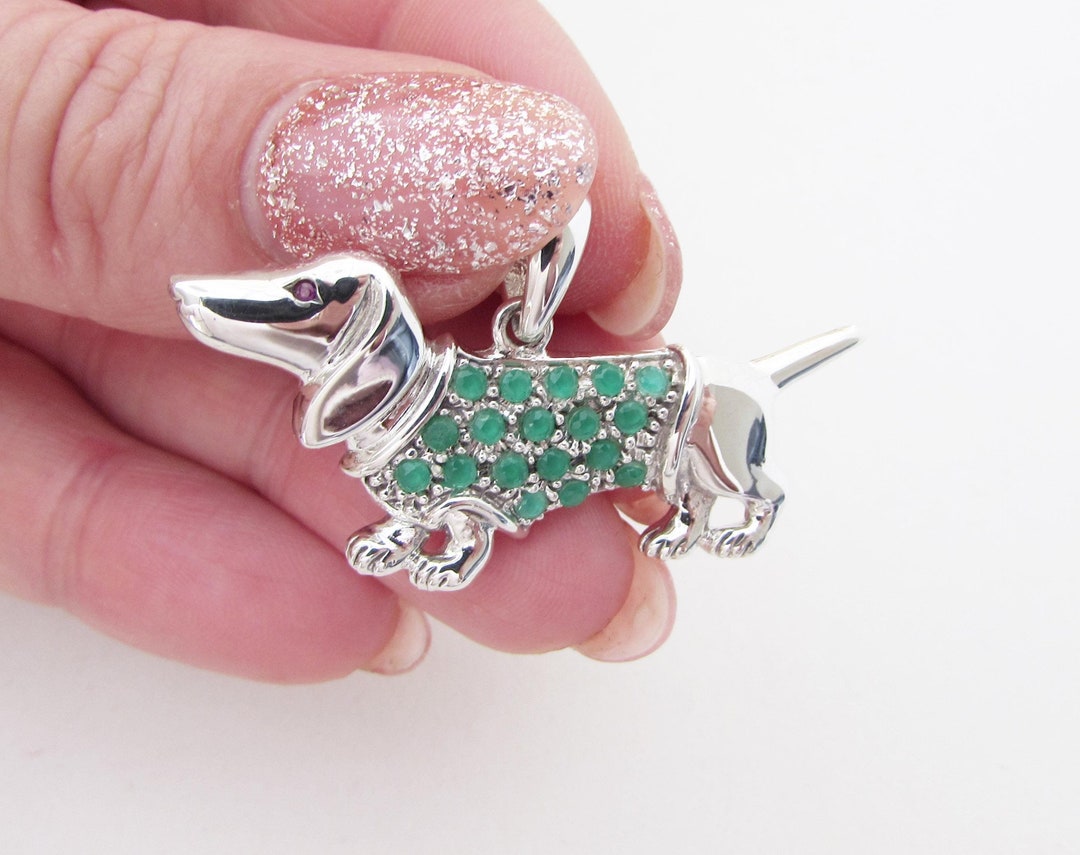 Sterling Silver Dachshund Dog Pendant, Sausage Dog Pendant Necklace ...