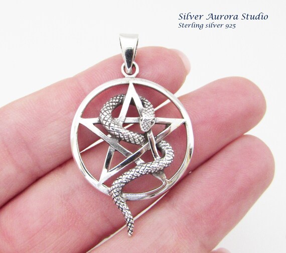 Pentagram and Snake Sterling Silver 925 Pendant Silver Snake | Etsy