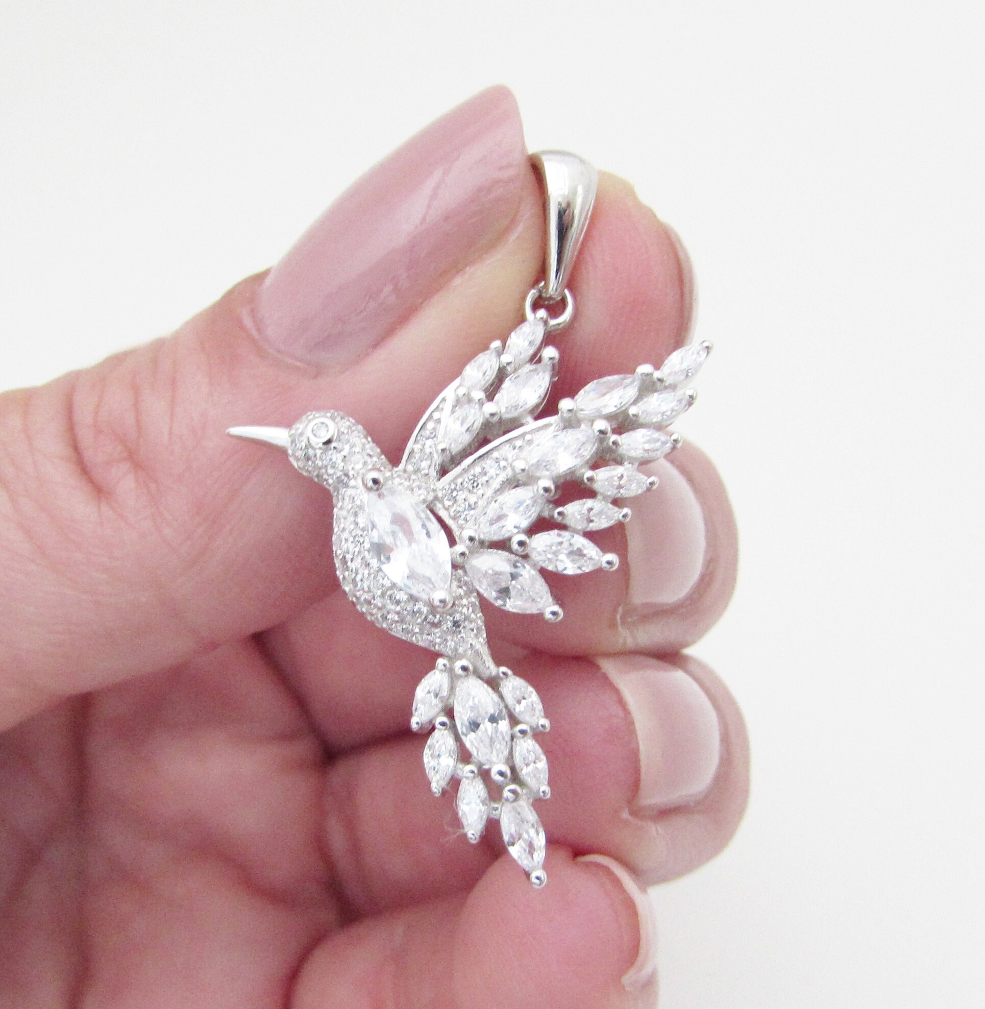 Sterling Silver 925 Hummingbird Pendant Silver Bird Pendant | Etsy