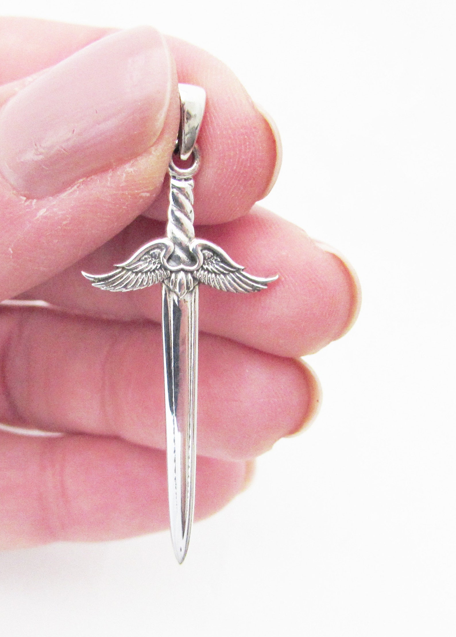 Sterling Silver 925 Winged Sword Pendant Silver Sword | Etsy