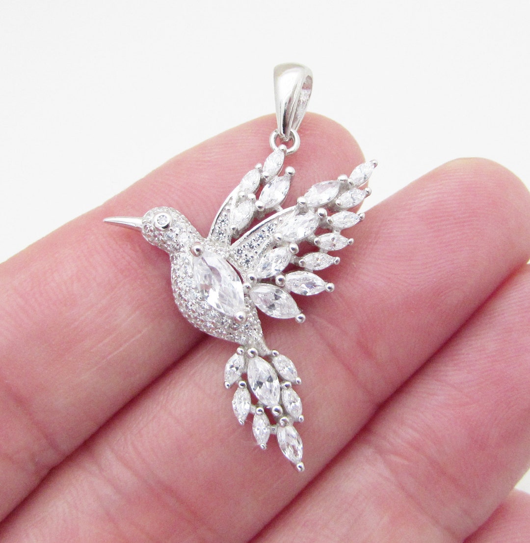 Sterling Silver 925 Hummingbird Pendant, Silver Bird Pendant ...