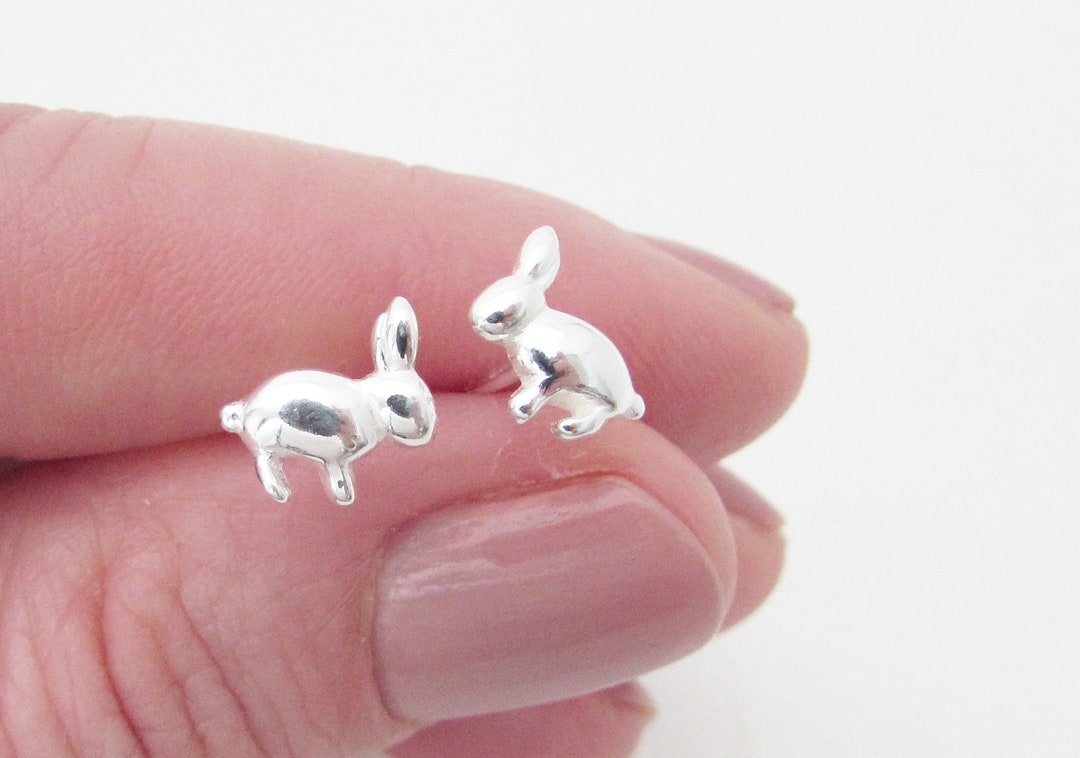 Sterling Silver 925 Bunny Rabbit Earrings, Tiny Rabbit Earrings, Silver ...