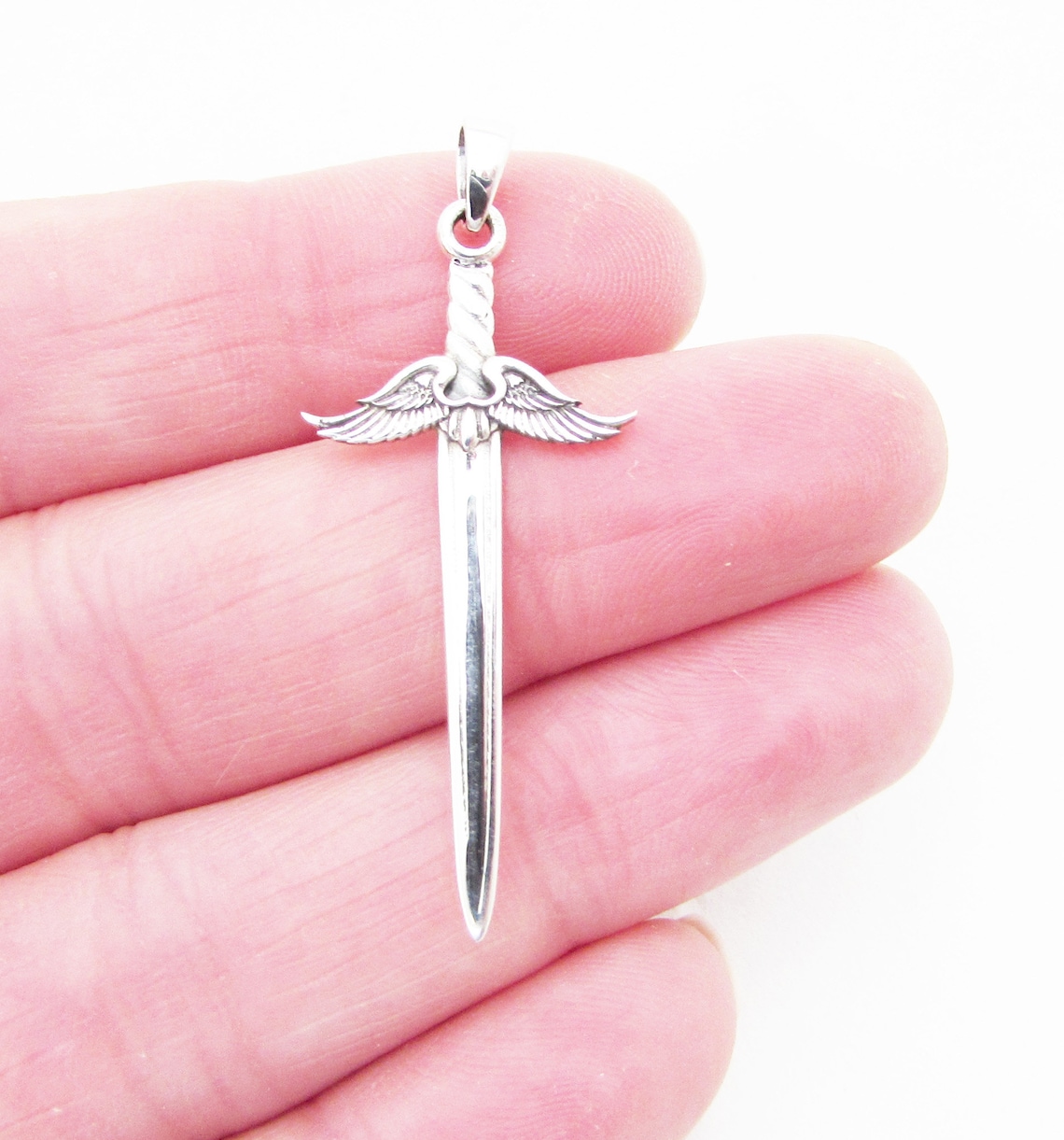 Sterling Silver 925 Winged Sword Pendant Silver Sword | Etsy