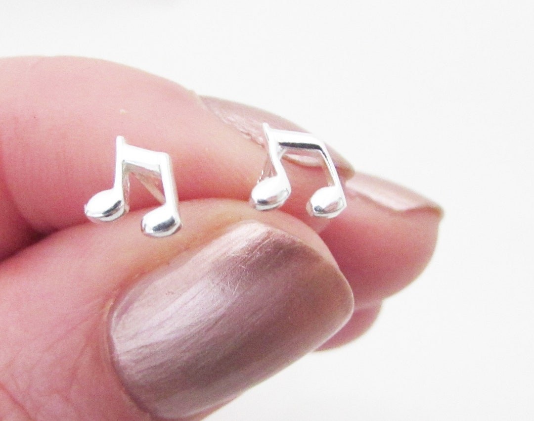 Music Note Sterling Silver 925 Stud Earrings Earrings for - Etsy