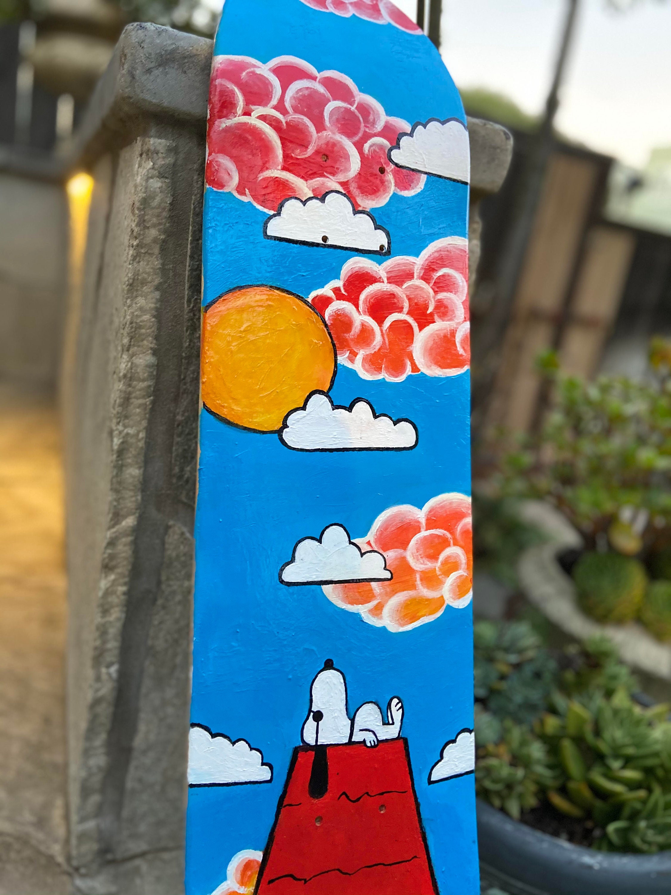 Hand Painted Snoopy House Cartoon With Clouds - Etsy