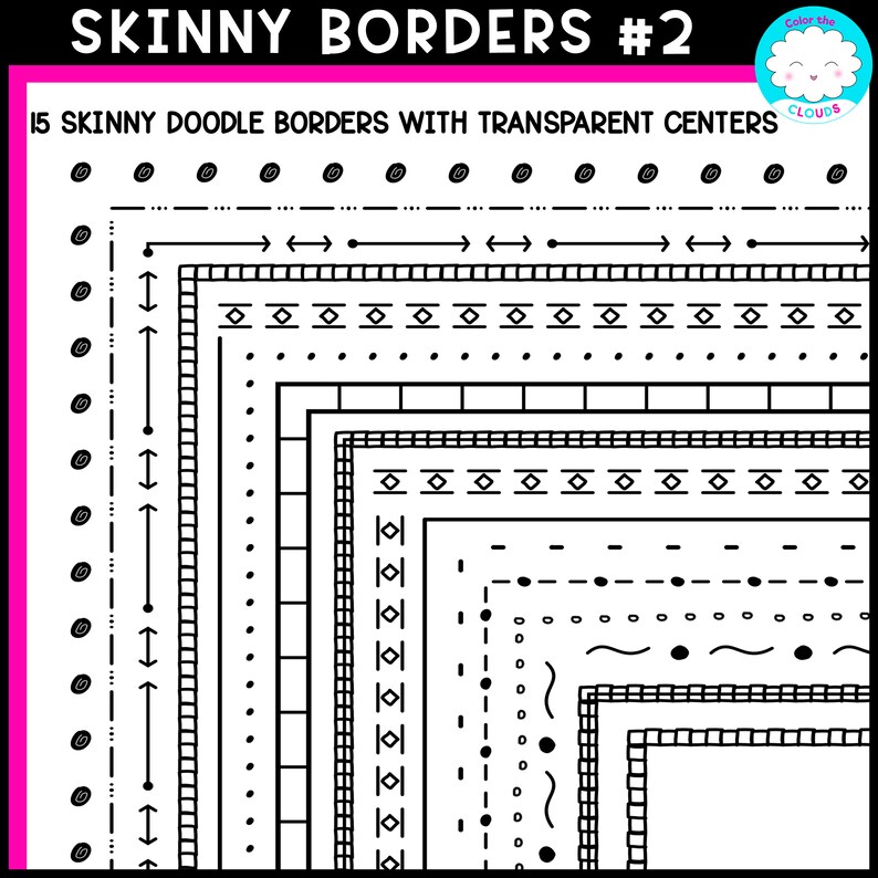 Doodle Borders Bundle, Doodle Borders, Doodle Border Clipart, Hand ...