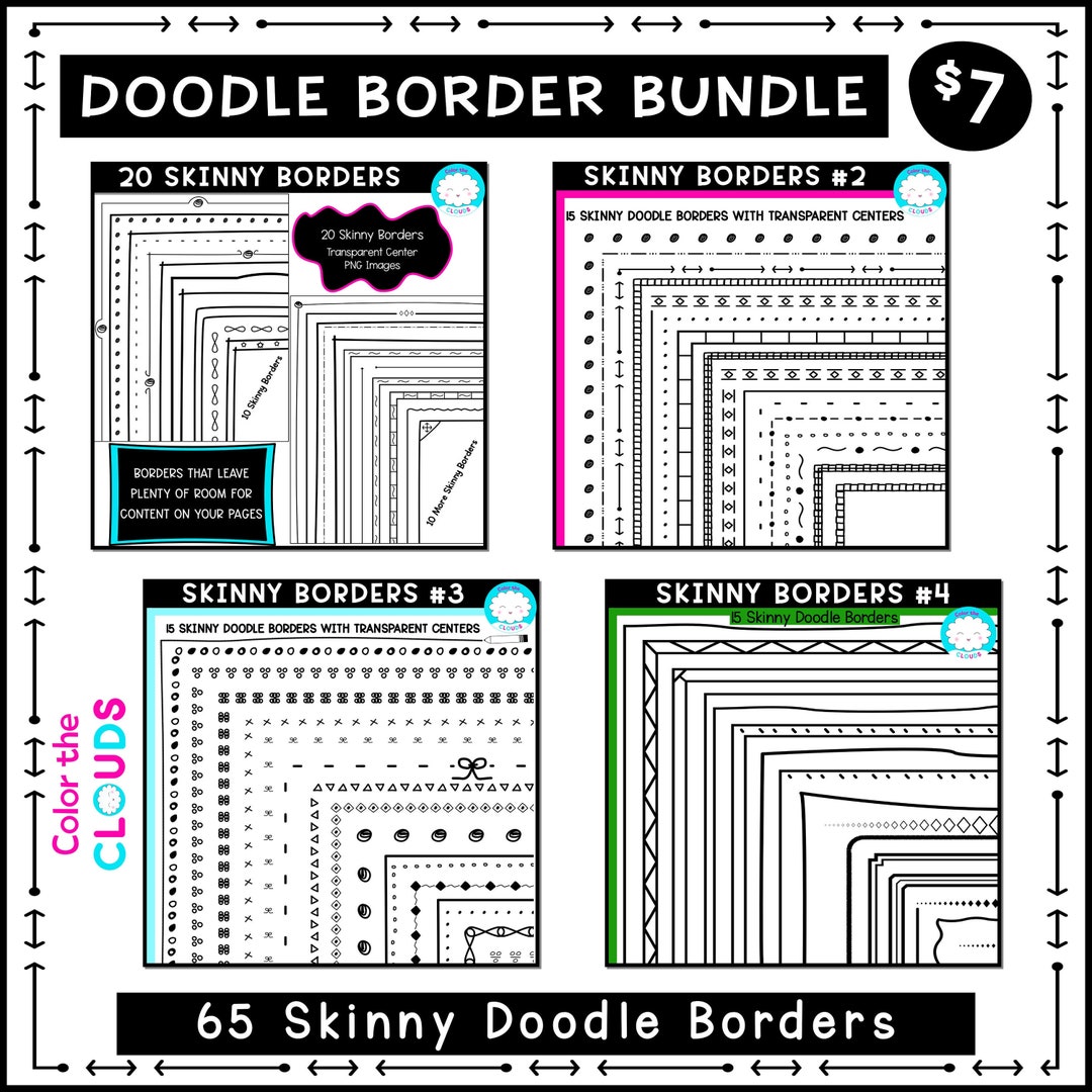 Doodle Borders Bundle, Doodle Borders, Doodle Border Clipart, Hand ...